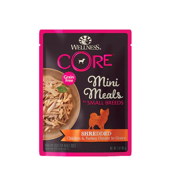 Wellness Core Mini Meals Shredded Chicken & Turkey Pouch 3oz – Dog World PR